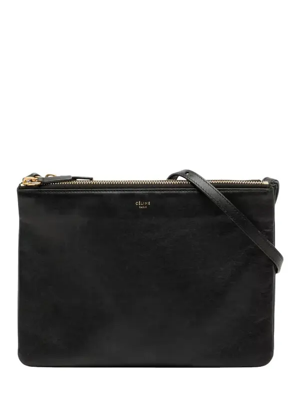 Celine 2015 Large Lambskin Trio Crossbody Bag - Black