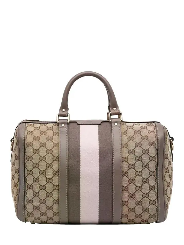 Gucci Medium Gg Canvas Web Joy Boston Bag Satchel - Brown