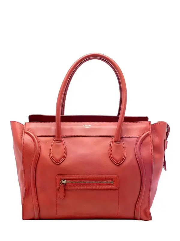 Celine 2011 Mini Leather Luggage Tote Handbag - Red