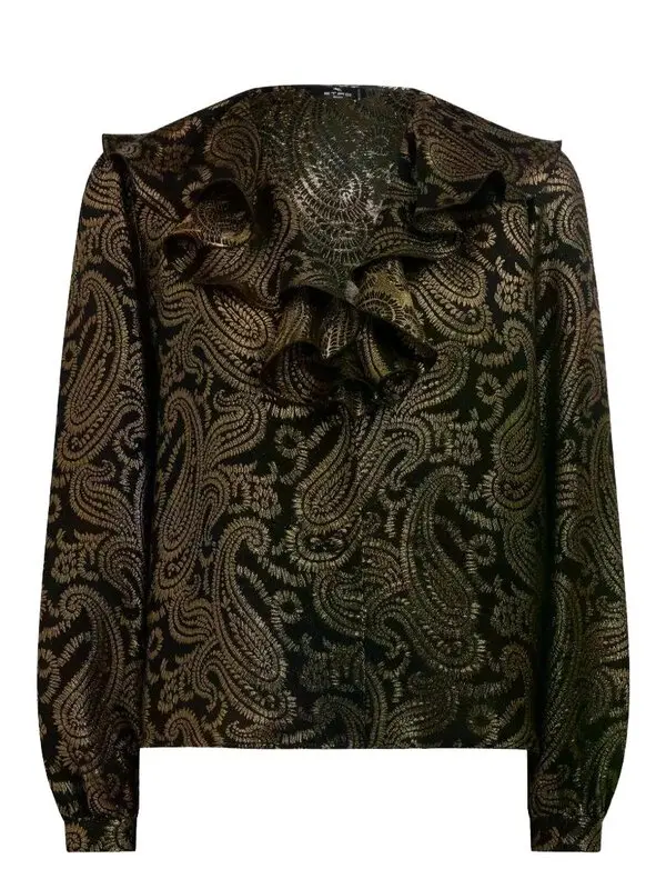 Etro Paisley Ruffled Top - Gold