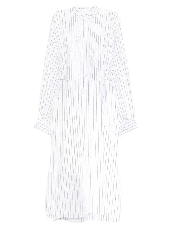 JIL SANDER Striped Midi Shirt Dress - White