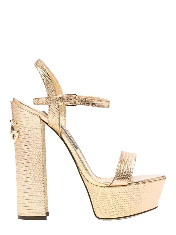 Dolce & Gabbana Snakeskin Platform Sandals - Gold