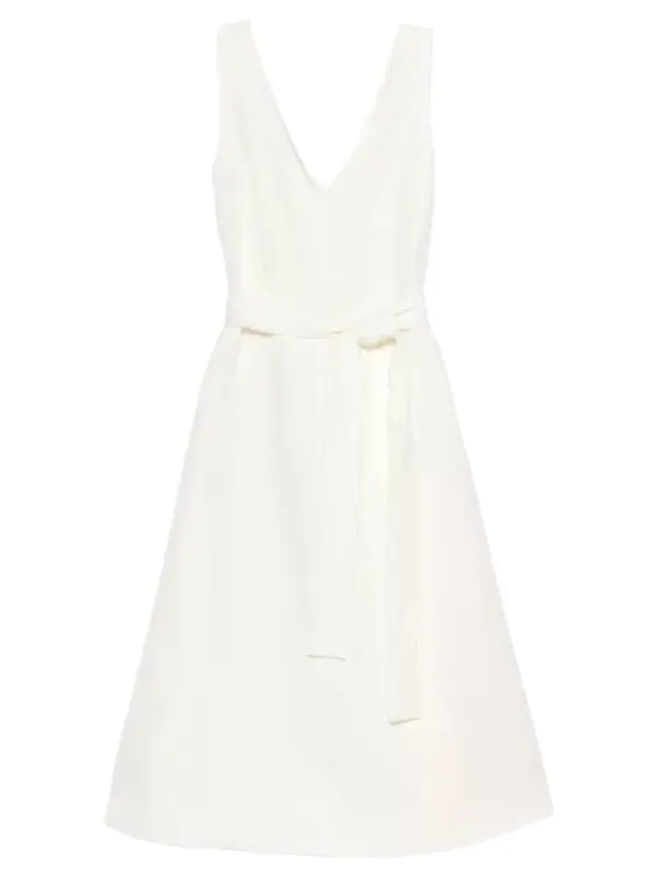 P.a.r.o.s.h V-neck Belted Midi Dress - White