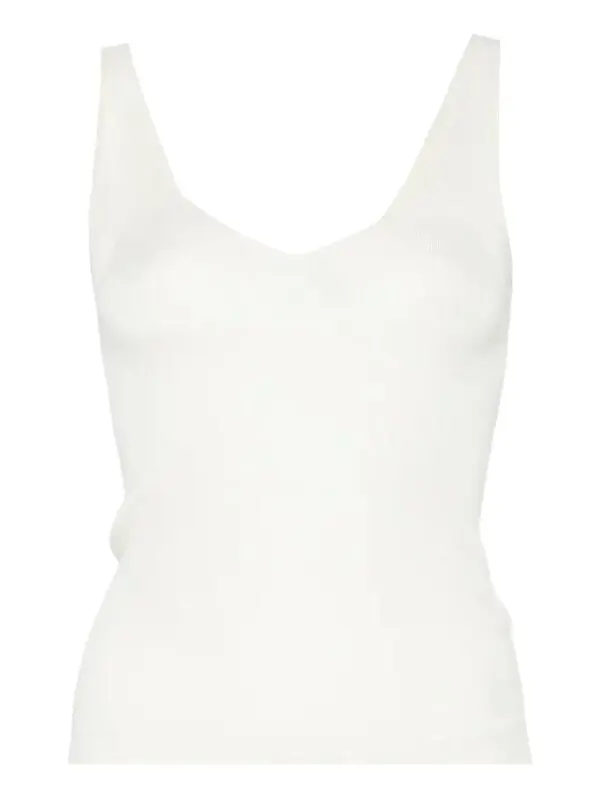 Eric Bompard Ribbed V-neck Tank Top - Neutrals