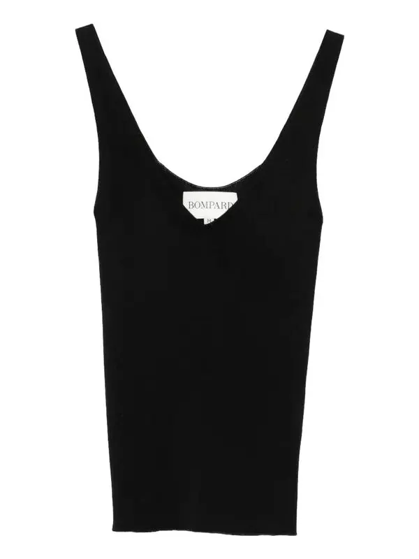 Eric Bompard Ribbed V-neck Vest - Black