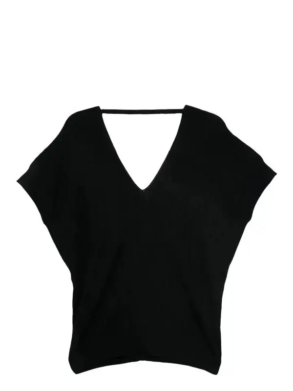 Plan C V-neck Blouse - Black