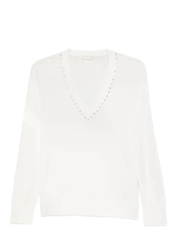 Liu Jo V-neck Long Sleeve Sweater - White