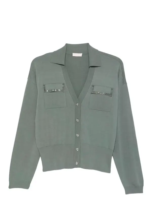 Liu Jo Pocket Embellished Cardigan - Green