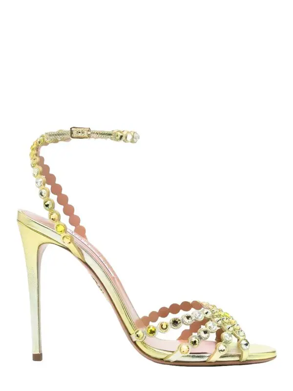 AQUAZZURA Tequila Embellished Heeled Sandals - Yellow