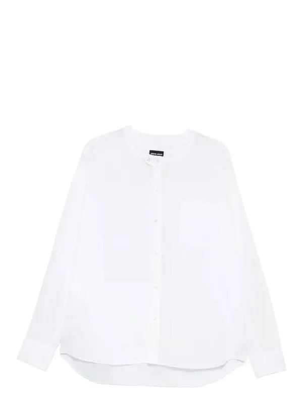 Giorgio Armani Pocket Collarless Shirt - White