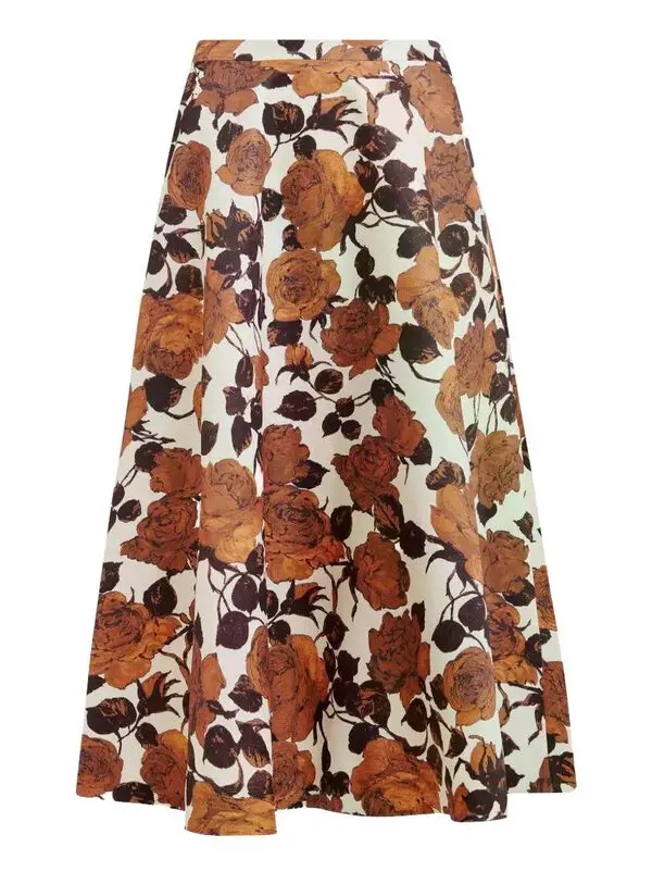 Essentiel Antwerp Floral-print A-line Midi Skirt - Neutrals