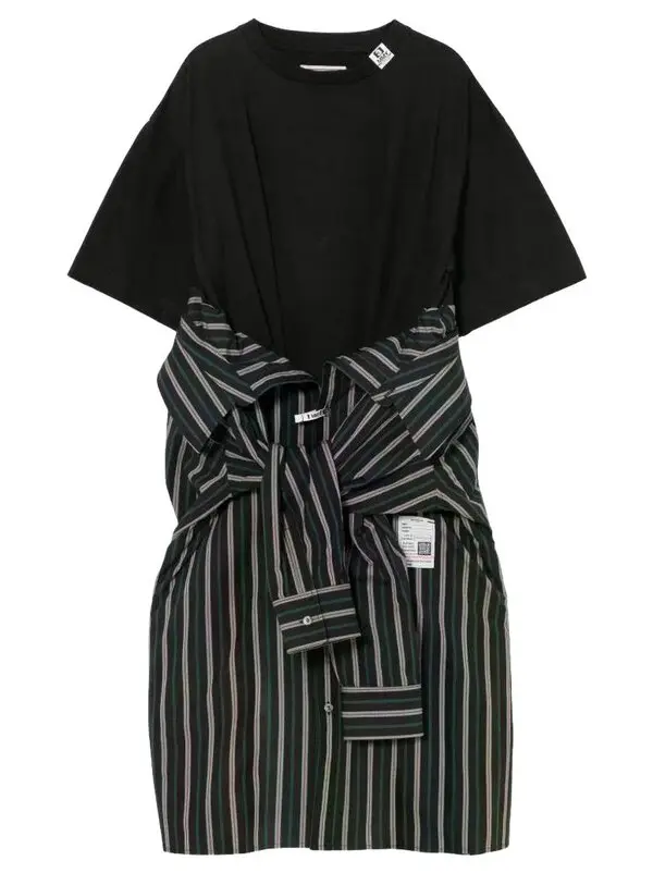 Mihara Yasuhiro Striped Midi Dress - Black