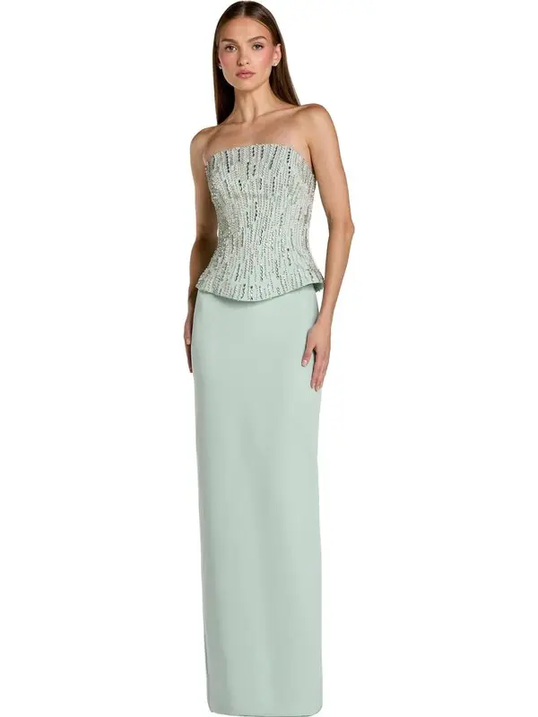Mac Duggal Embellished Strapless Column Gown - Mint