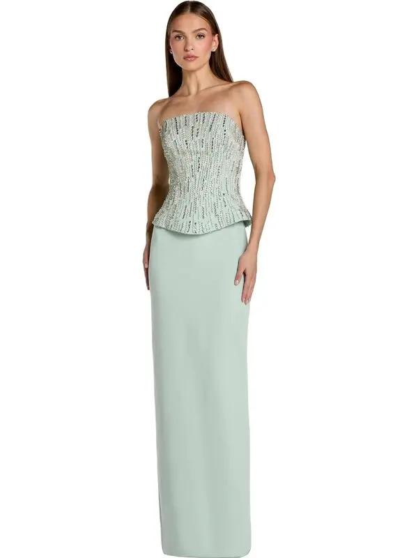 Mac Duggal Embellished Strapless Column Gown - Mint