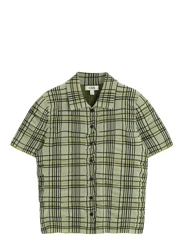 Cos Checked Cotton-jacquard Shirt - Green