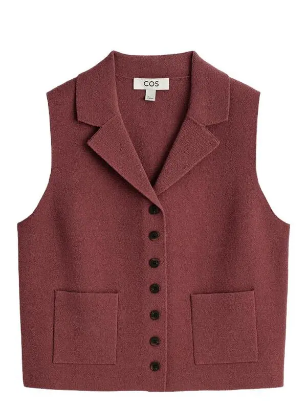 Cos Bouclé-knit Vest - Red
