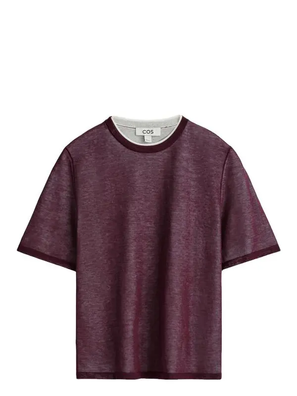 Cos Layered Knitted T-shirt - Red