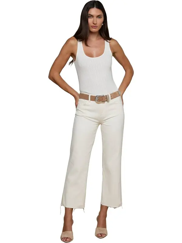 L'Agence Wanda Cropped Wide-leg Jean - Light Ecru