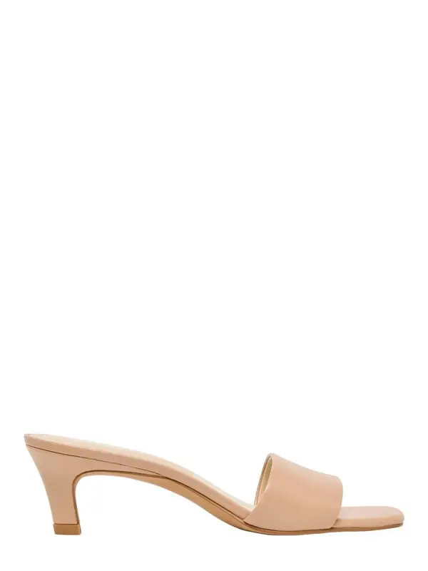 DOLCEVITA Rexa Kitten Heel Mules - Light Tan Leather