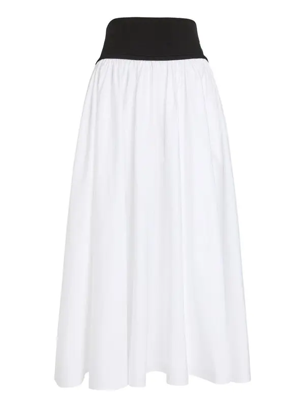 Polo Ralph Lauren Logo-embroidered Cotton-poplin Maxi Skirt - White And Black