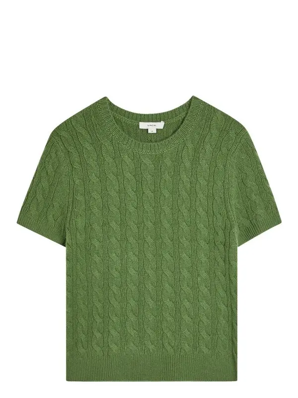 Vince Cable-knit Wool And Cashmere-blend T-shirt - Light Green