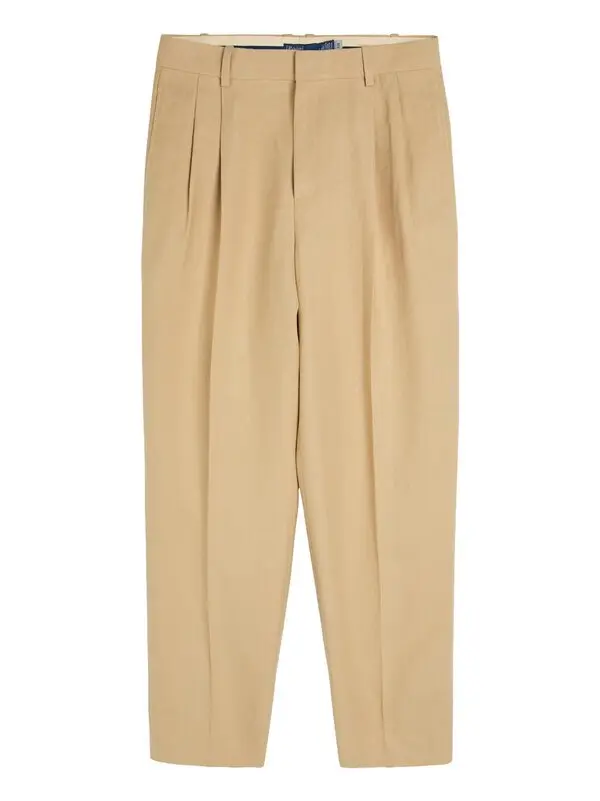 Polo Ralph Lauren Pleated Tapered Hemp Trousers - Tan