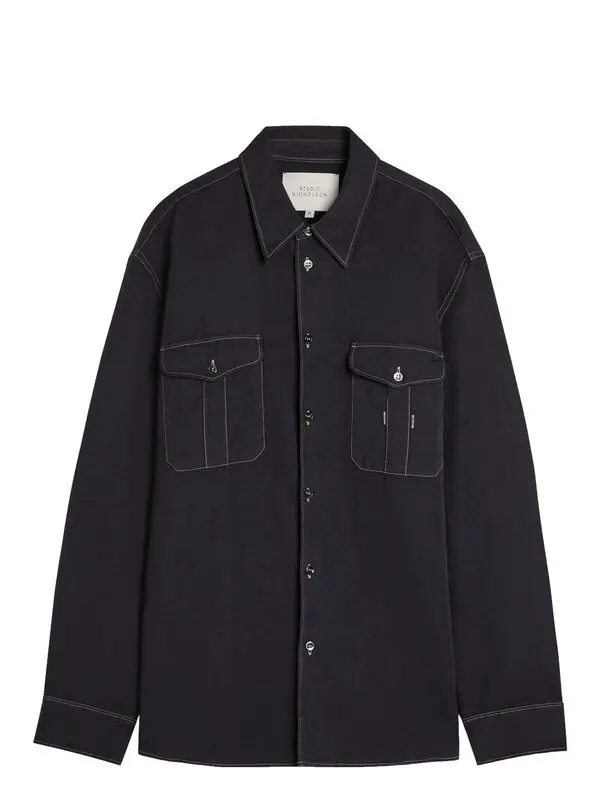 Studio Nicholson Louro Cotton And Linen-blend Shirt - Black