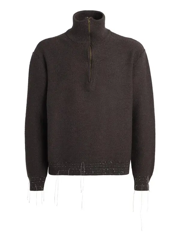 MAISON MARGIELA Wool-blend Quarter-zip Sweater - Brown