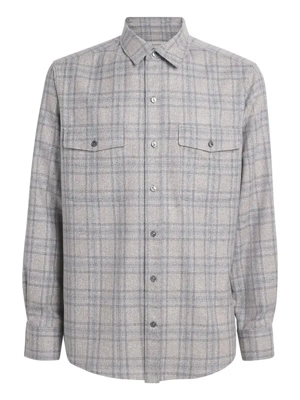 Agnona Silk-wool Check Shirt - Grey