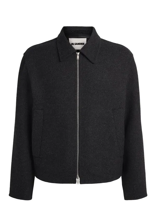 JIL SANDER Virgin Wool Bomber Jacket - Black