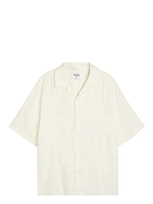 WAX LONDON Didcot Floral-embroidered Linen Shirt - White