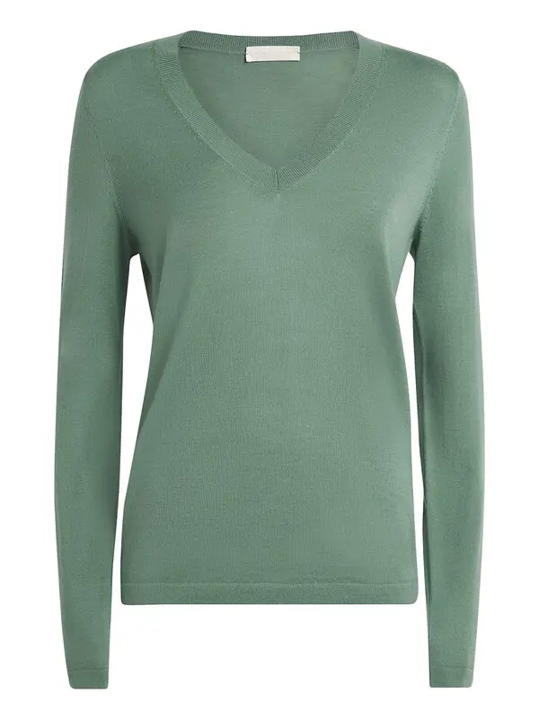 Falke Merino Wool V-neck Sweater - Green