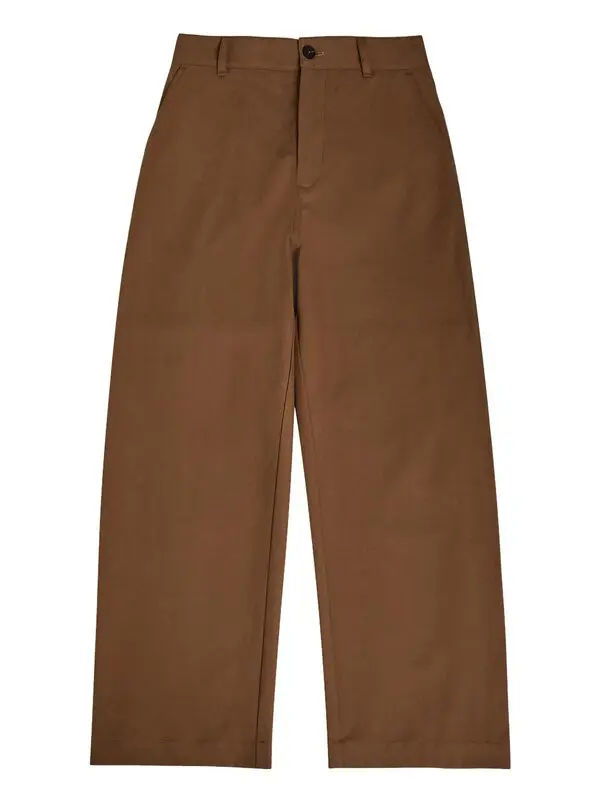Studio Nicholson Bosworth Curved-leg Cotton Trousers - Brown