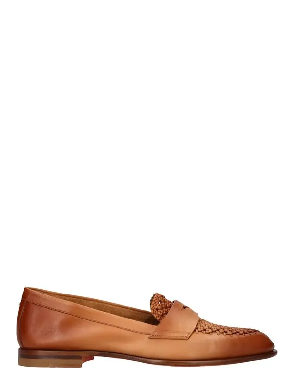 Santoni Leather Loafers - Beige