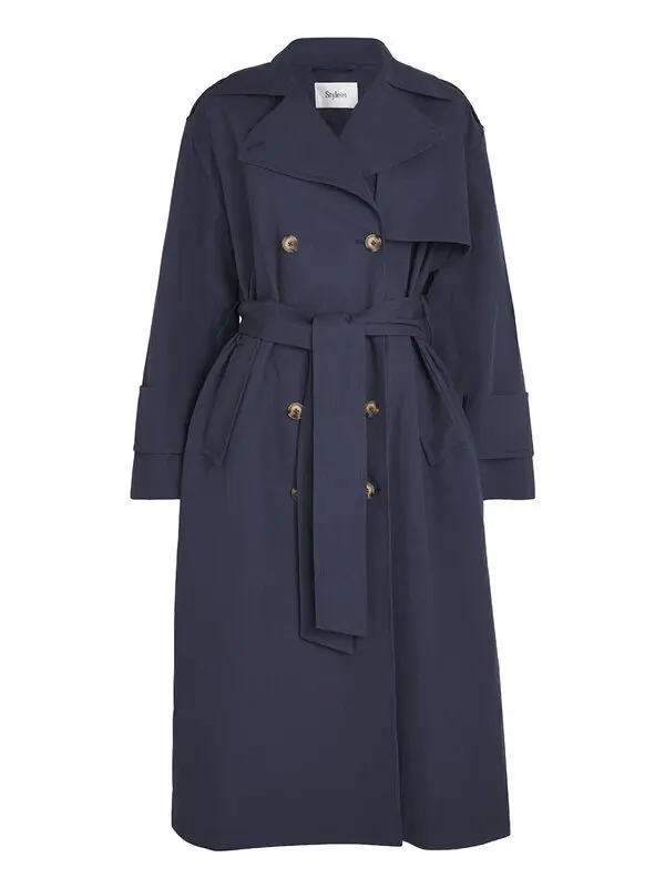 Stylein Cotton-blend Siena Trench Coat - Navy