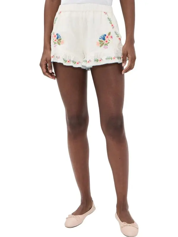 Show Me Your Mumu Cannes Embroidered Shorts - Wild Meadow Embroidery
