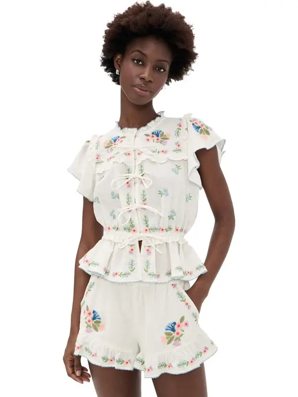 Show Me Your Mumu Romey Floral Embroidered Top - Wild Meadow Embroidery