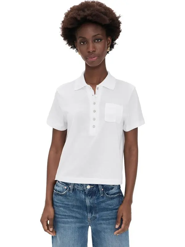 Vince Cropped Pocket Polo - Optic White