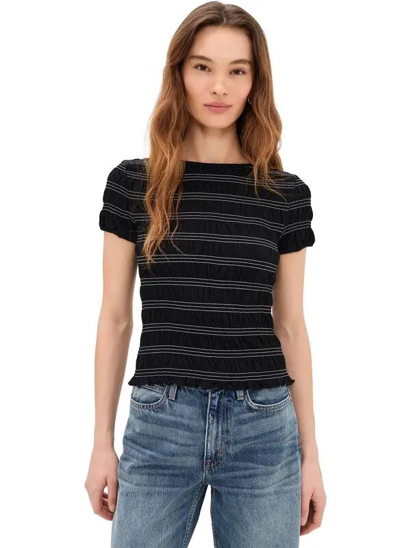 Madewell Smocked Short Sleeve Tee - Jet Black