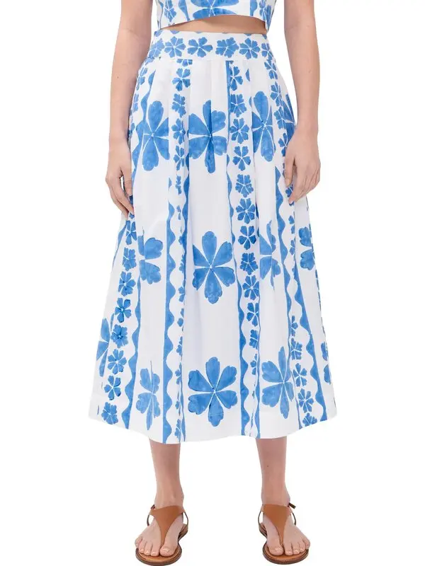 MAREA Carsyn Floral Print Skirt - Sea Dahlia