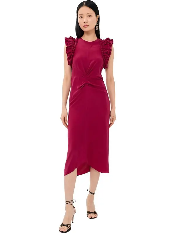 Isabel Marant Teriany Silk Midi Dress - Fuschia