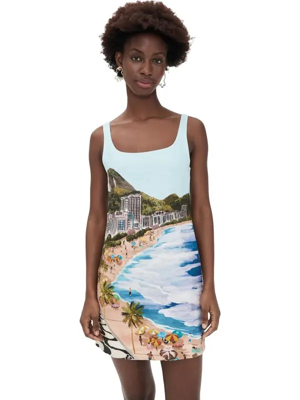 Farm Rio Copacabana Beach Mini Dress - Copacabana Beach Multicolor