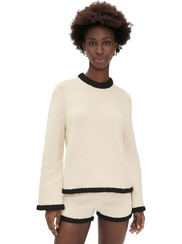 BY MALENE BIRGER Siena Crew Neck Sweater - Black White Color Block