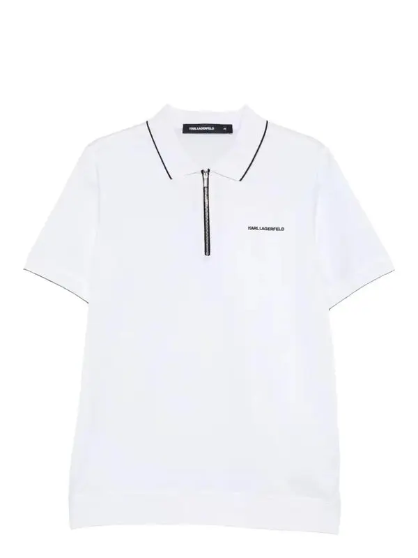 Karl Lagerfeld Zip-front Polo Shirt - White