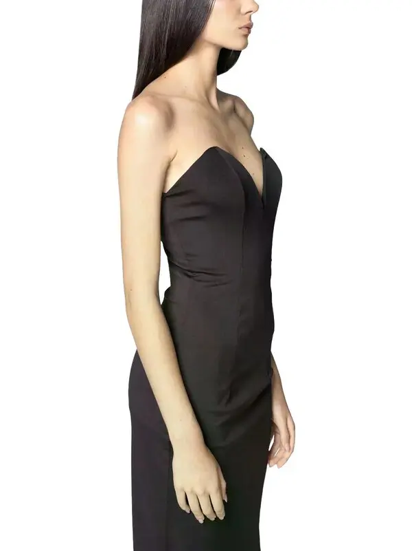 TWENTY FOURHAITCH V-neck Slit Midi Dress - Black