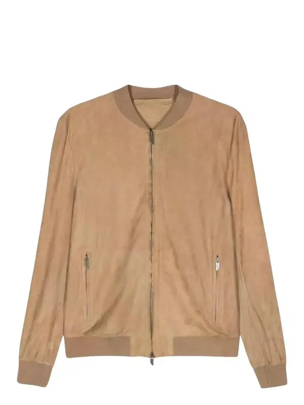 SALVATORE SANTORO Zipped Suede Bomber Jacket - Brown