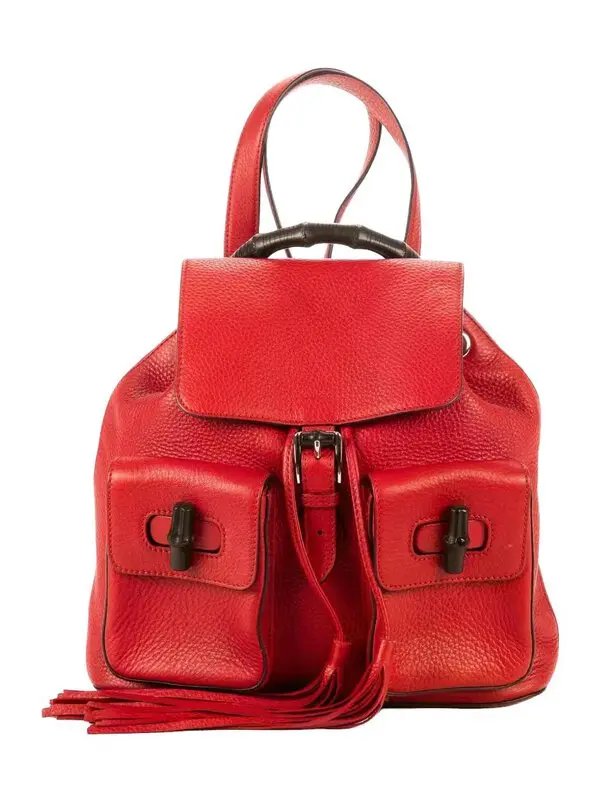 Gucci Flap Bamboo Backpack - Red