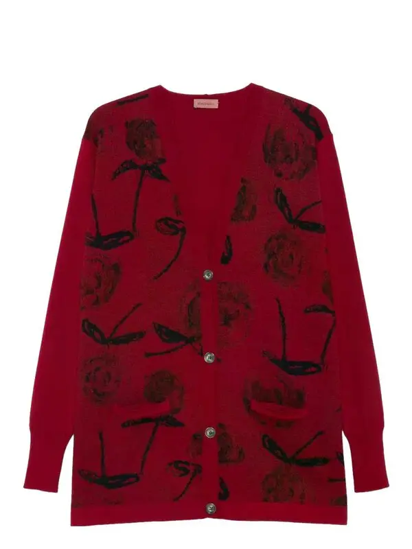 ROMEO GIGLI 1990s Floral Cardigan - Red