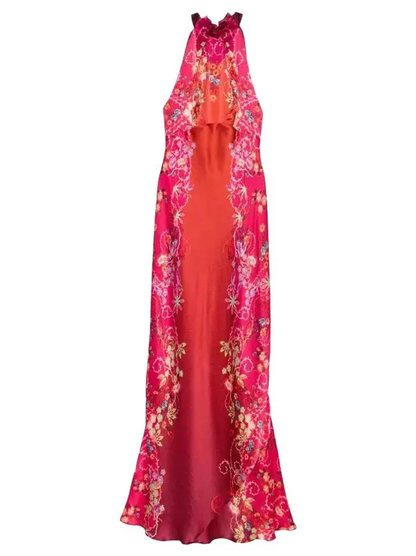 Saloni Michelle Floral-print Maxi Dress - Red