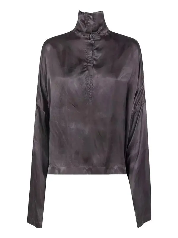 Rick Owens Buttoned High-neck Blouse - Grey